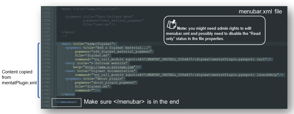Installation of the Digimat Plugin within Marc Mentat
