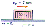 Example of crate on inclined plane with friction and initial velocity